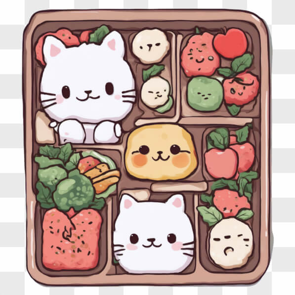 Download Cute Bento Box with Animated Food Characters Cartoons Online ...