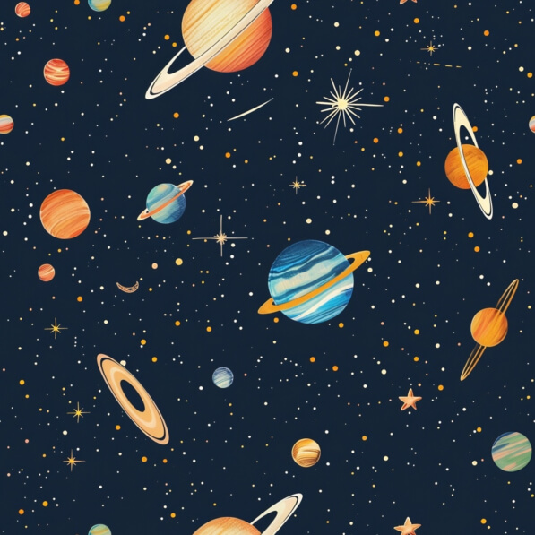 Download Colorful Planets in Space Patterns Online - Creative Fabrica