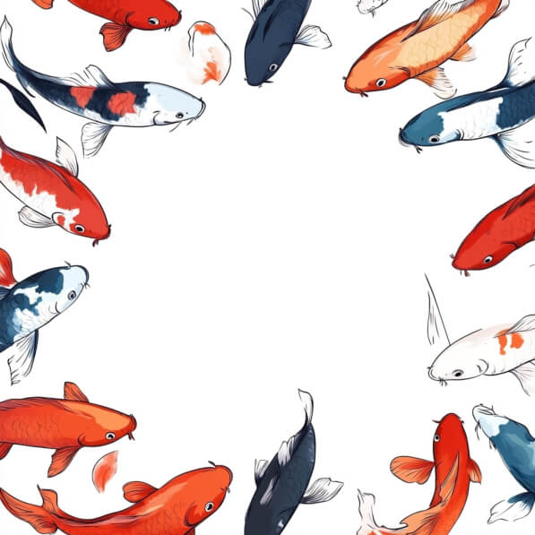 Download Colorful Koi Fish Swimming in a Circular Pattern Backgrounds ...