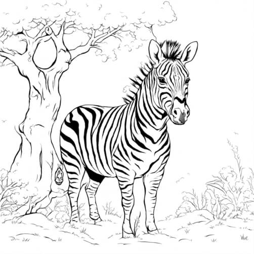 Download Zebra in a Natural Setting Coloring pages Online - Creative ...
