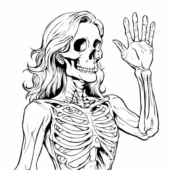Descarga Ilustración de esqueleto estilizado saludando Páginas para ...