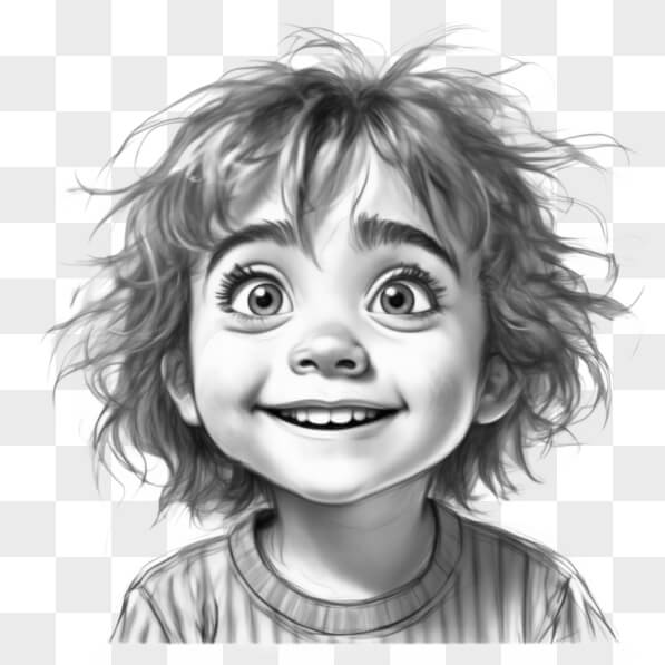 Download Joyful Child with Curly Hair Sketches Online - Creative Fabrica
