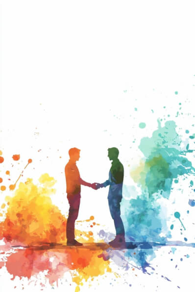 Download Handshake Silhouette with Colorful Watercolor Splashes ...