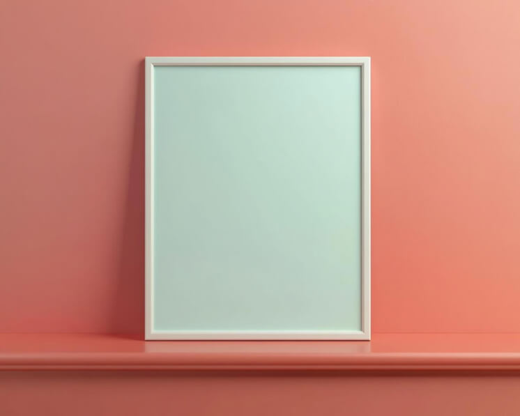 Descarga Marco Minimalista Contra Pared Coral Mockups En Línea ...