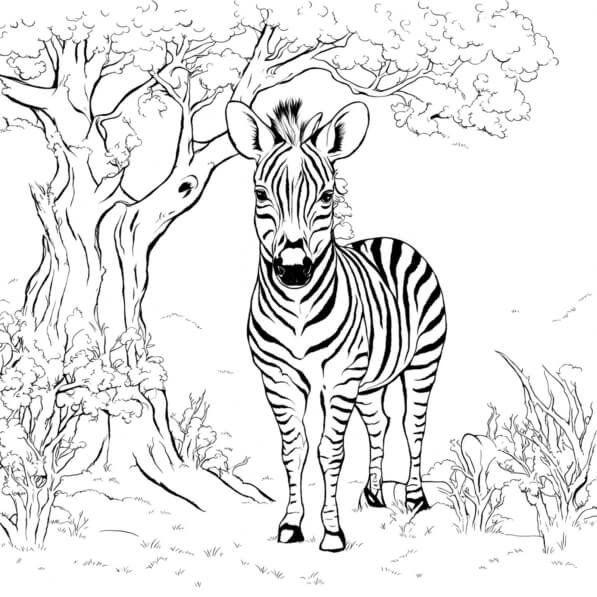 Download Zebra in a Natural Setting Coloring pages Online - Creative ...