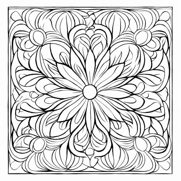 Download Intricate Floral Pattern Line Drawing Coloring pages Online ...
