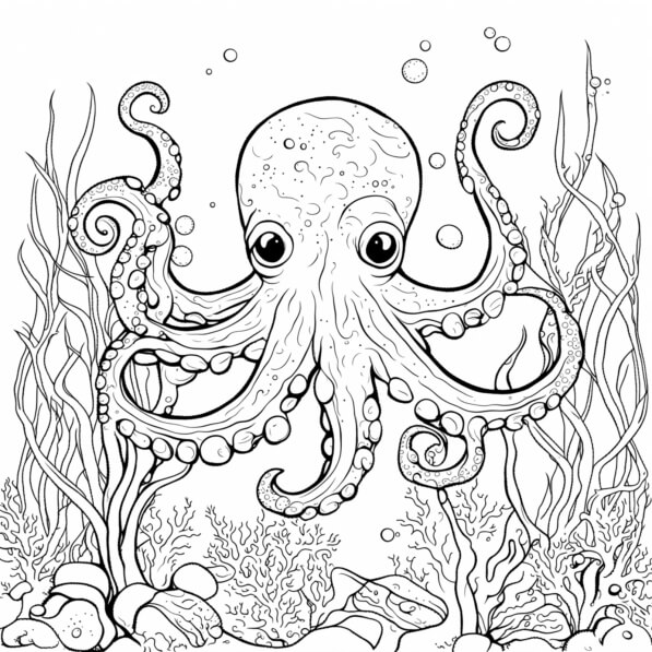 Download Octopus in Underwater Scene Coloring pages Online - Creative ...