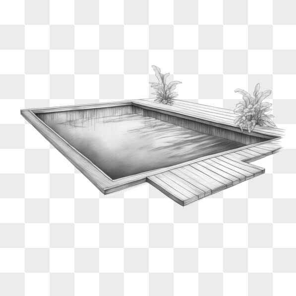 Download Sketch of a Swimming Pool with Wooden Deck Sketches Online ...