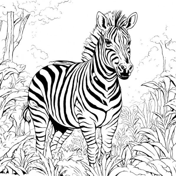 Download Zebra in Natural Habitat Coloring pages Online - Creative Fabrica