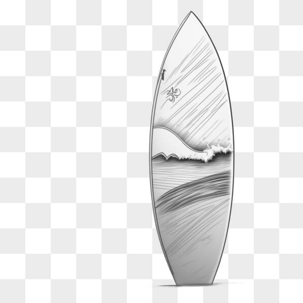 Download Stylized Surfboard with Wave Design Sketches Online - Creative ...