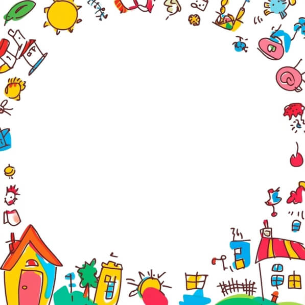 Download Whimsical Colorful Border with Playful Drawings Backgrounds ...