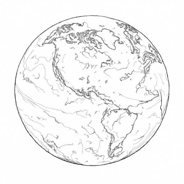 Download Line Drawing of Earth in Black and White Coloring pages Online ...