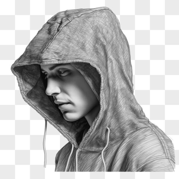 Descarga Boceto de un joven con sudadera con capucha Bocetos En Línea ...