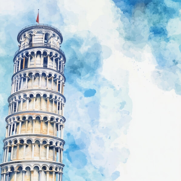 Download Leaning Tower of Pisa with watercolor background Backgrounds ...