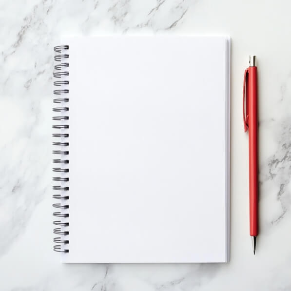 Download Blank Notebook and Red Pen on Marble Surface Mockups Online ...