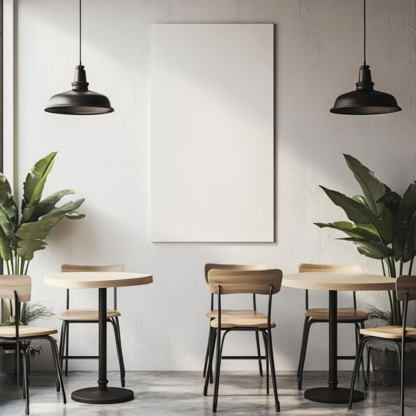 Download Modern Café Interior with Blank Canvas and Plants Mockups ...