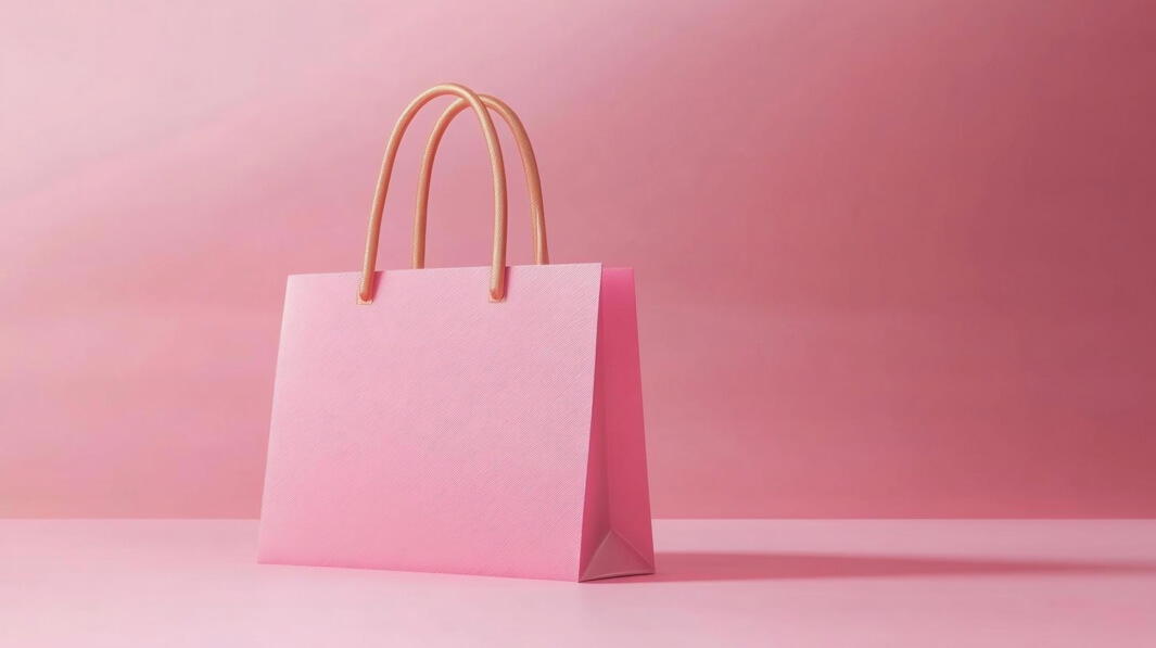 Download Pink shopping bag on a pink gradient background Mockups Online ...