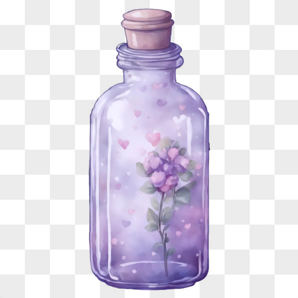 Descarga Botella de vidrio caprichosa con flor morada Cartoons En Línea ...