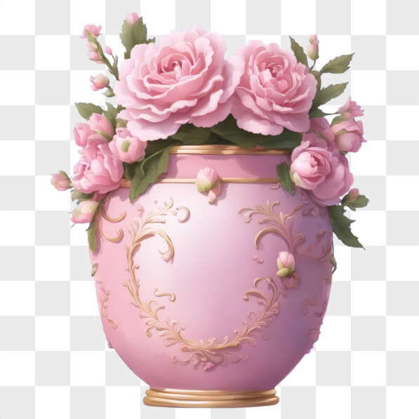 Download Elegant Pink Vase with Roses Cartoons Online - Creative Fabrica
