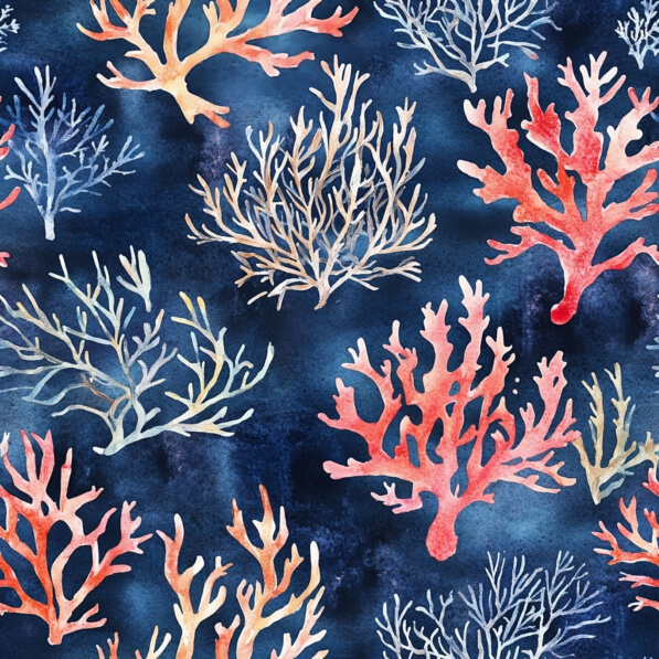 Download Watercolor Coral Design on Blue Background Patterns Online ...
