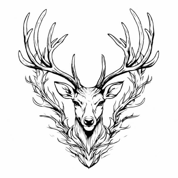 Scarica Cervo Artistico con Corna Pagine da colorare Online - Creative ...