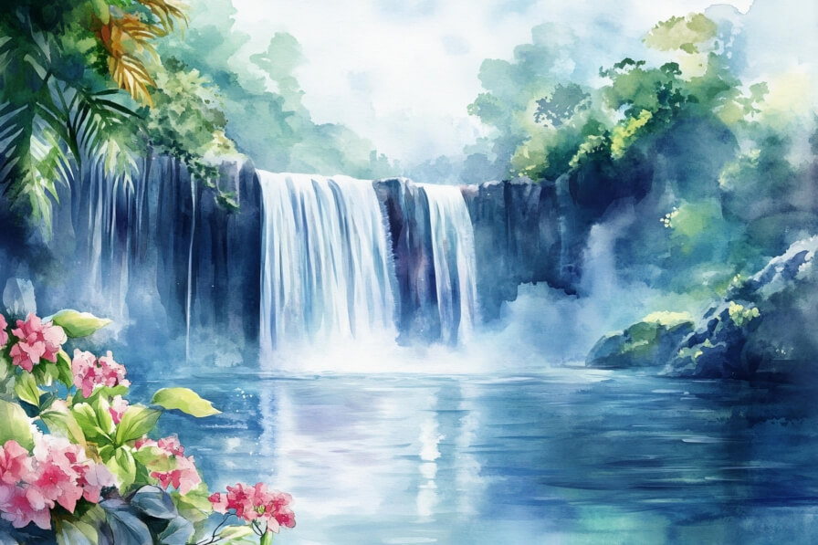 Download Serene Waterfall in Tropical Paradise Backgrounds Online ...