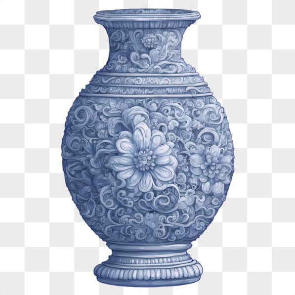 Download Intricate Blue Floral Vase Cartoons Online - Creative Fabrica
