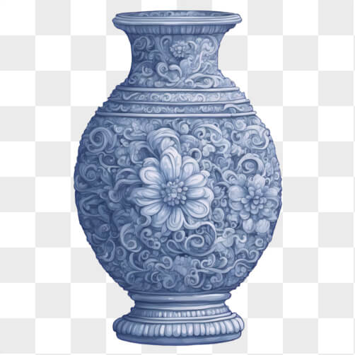 Download Intricate Blue Floral Vase Cartoons Online - Creative Fabrica