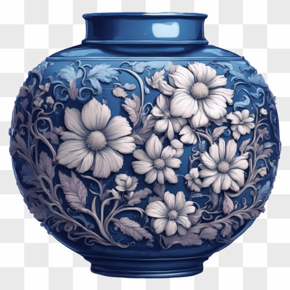 Download Intricate Blue Floral Vase Cartoons Online - Creative Fabrica