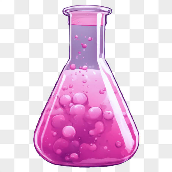 Download Laboratory Flask with Pink Liquid and Bubbles Cartoons Online ...
