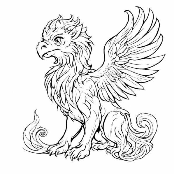 Download Intricate Line Drawing of a Griffin Coloring pages Online ...