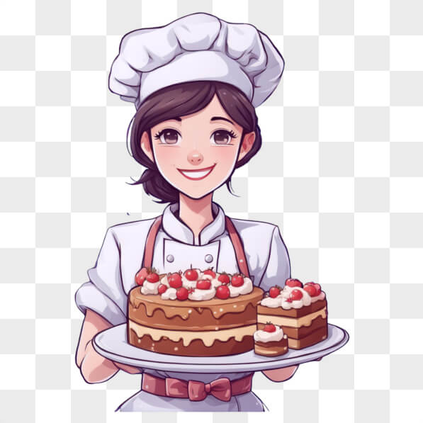Download Animated Female Chef with Cakes Cartoons Online - Creative Fabrica