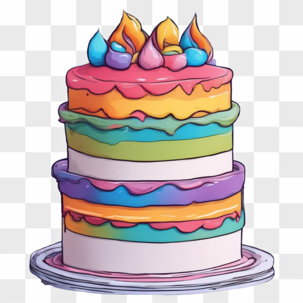 Download Colorful Three-Tier Cake Cartoons Online - Creative Fabrica