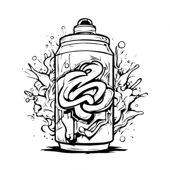 Download Stylized Spray Paint Can with Paint Splashes Coloring pages ...
