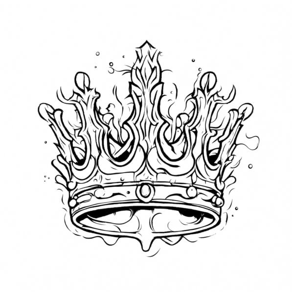 Download Stylized Crown Design with Flame Patterns Coloring pages ...
