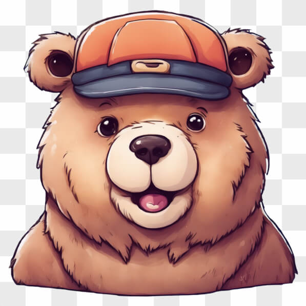 Descarga Personaje de oso de dibujos animados con gorra naranja Cartoons En Línea - Creative Fabrica