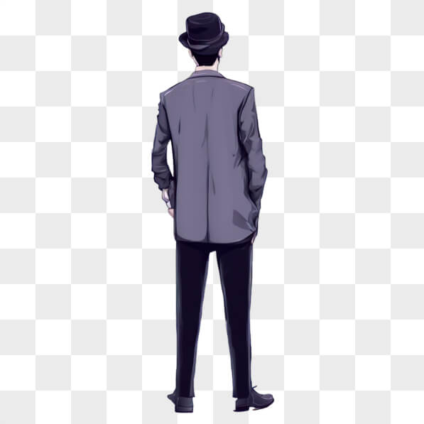 Download Stylized Illustration of a Man in Grey Suit and Hat Cartoons ...