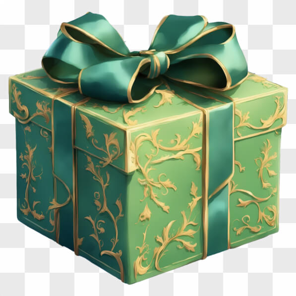 Download Elegant Green Gift Box with Teal Bow Cartoons Online ...