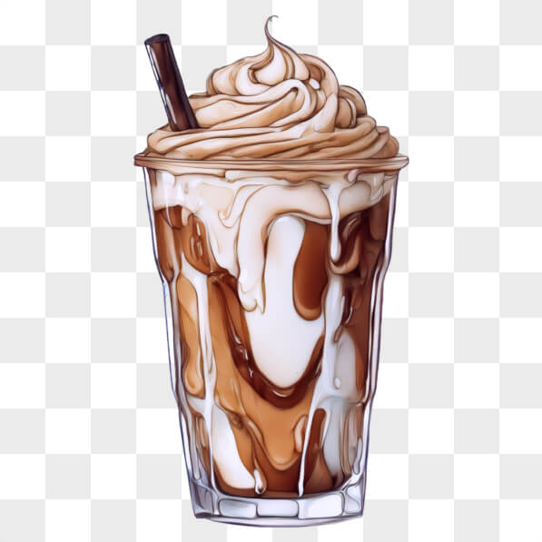 Download Iced Coffee with Whipped Cream and Chocolate Syrup Cartoons ...