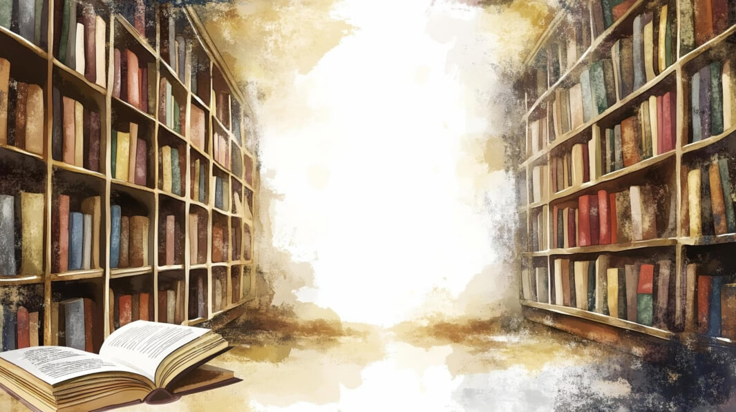 Download Serene Library Scene with Open Book Backgrounds Online ...
