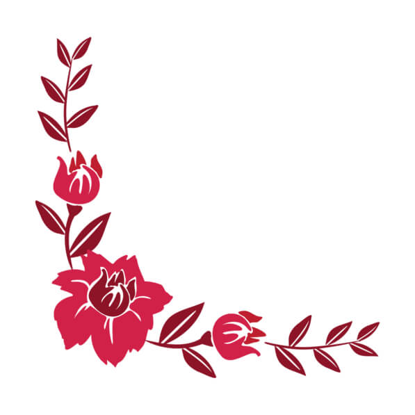 Descarga Diseño Floral Elegante con Flores Rojas y Hojas Verdes Bordes ...