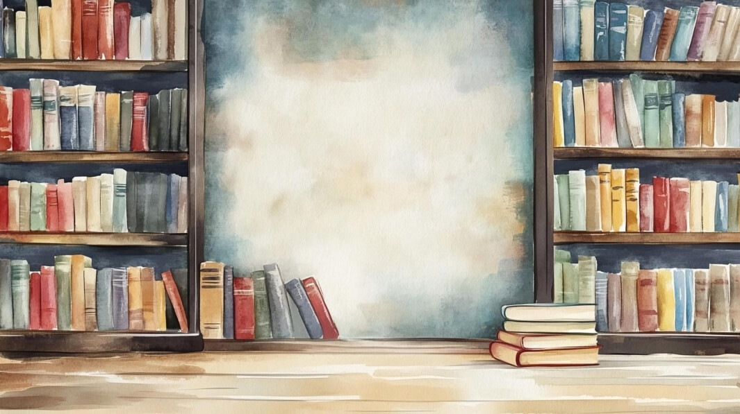 Download Cozy Library Scene with Colorful Books Backgrounds Online ...