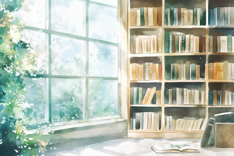 Download Serene Library with Natural Light Backgrounds Online ...