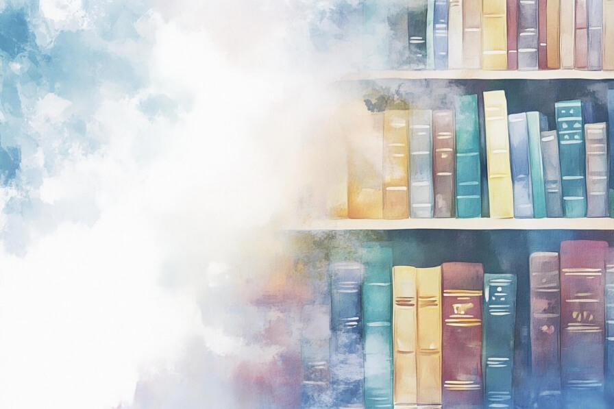Download Watercolor Bookshelf with Colorful Books Backgrounds Online ...