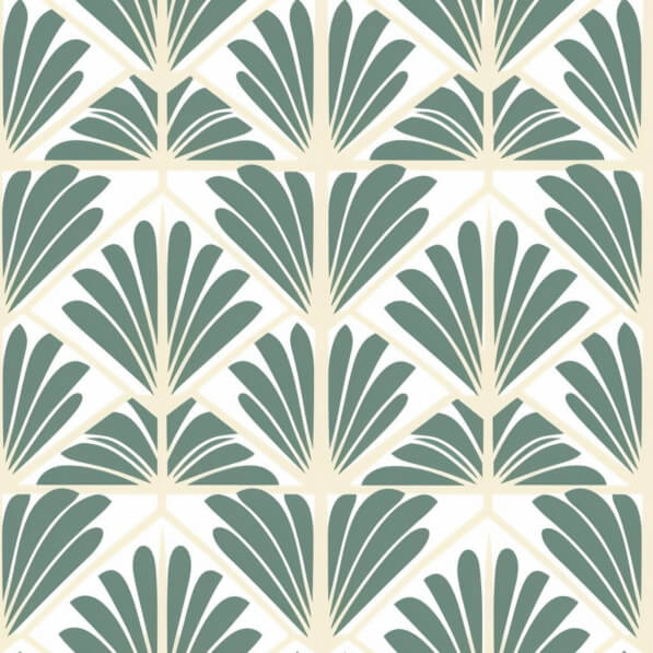 Download Geometric Fan Pattern in Green and Cream Patterns Online ...