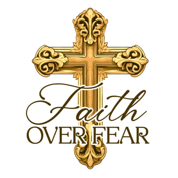 Download Faith Over Fear with Ornate Cross Quotes Online - Creative Fabrica