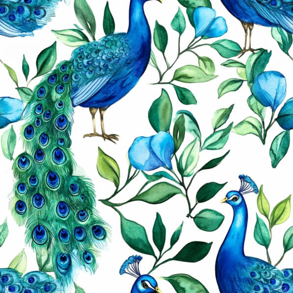 Download Peacock Pattern with Blue Flowers Patterns Online - Creative ...