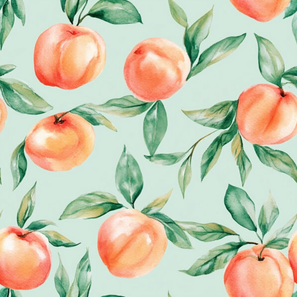 Download Watercolor Pattern of Peaches and Leaves Patterns Online ...