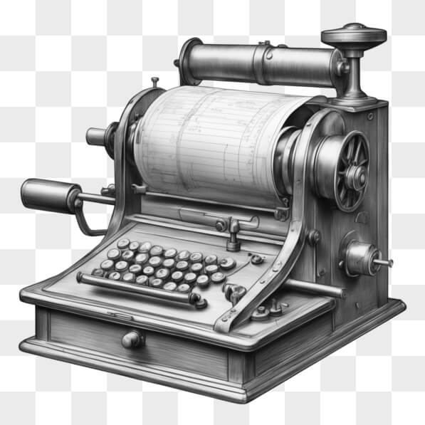 Download Antique Typewriter with Paper Roll Sketches Online - Creative ...