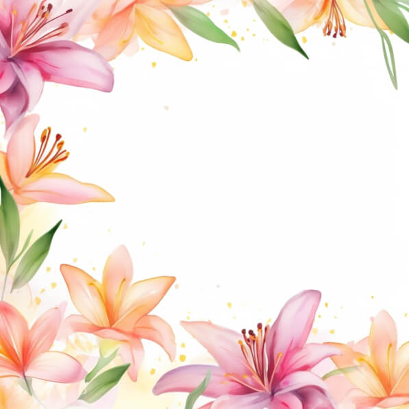 Download Floral Border with Lilies Backgrounds Online - Creative Fabrica